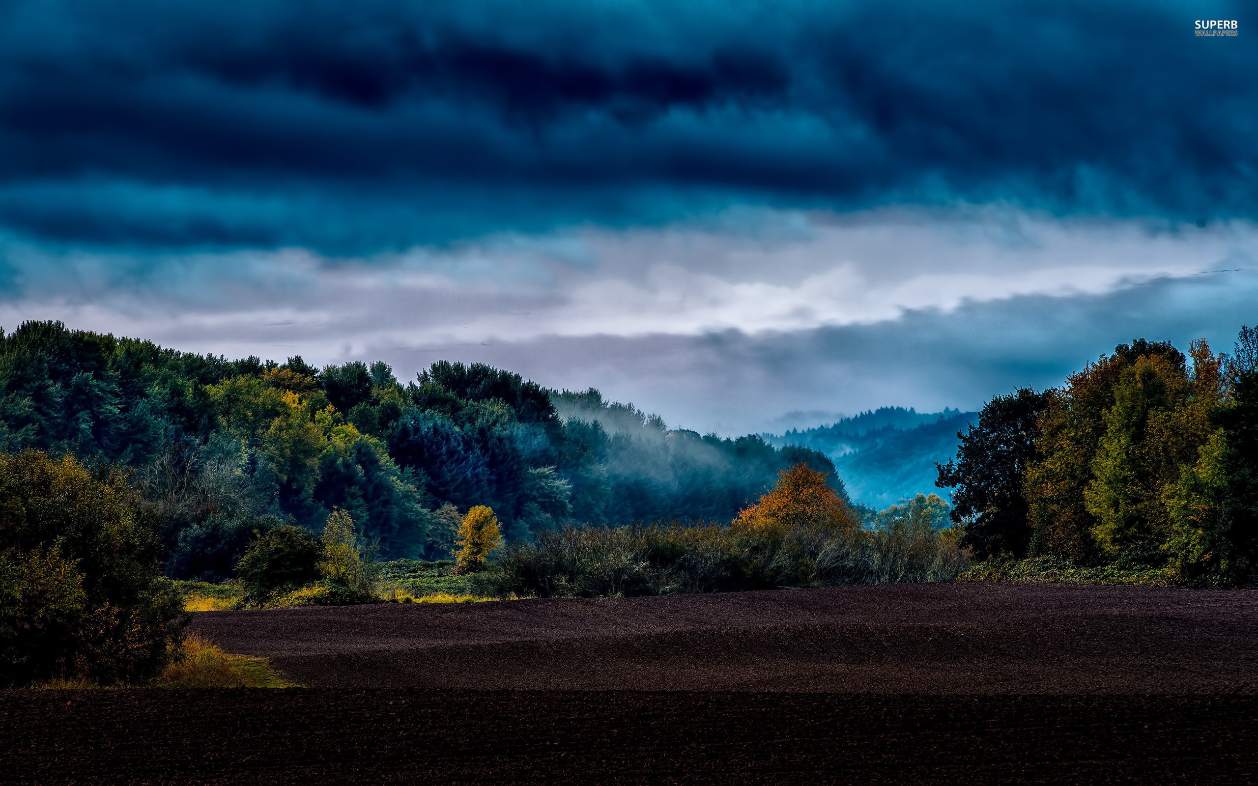 Clouds Stormy Landscape Sky Forest Trees Nature Weather Storm Dark ...